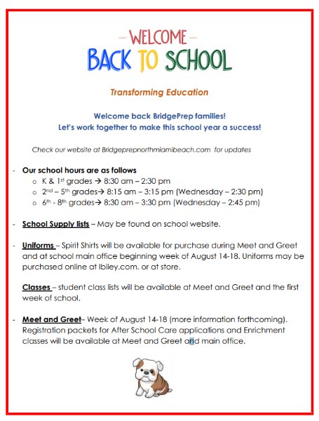 Welcome Back To School Letter